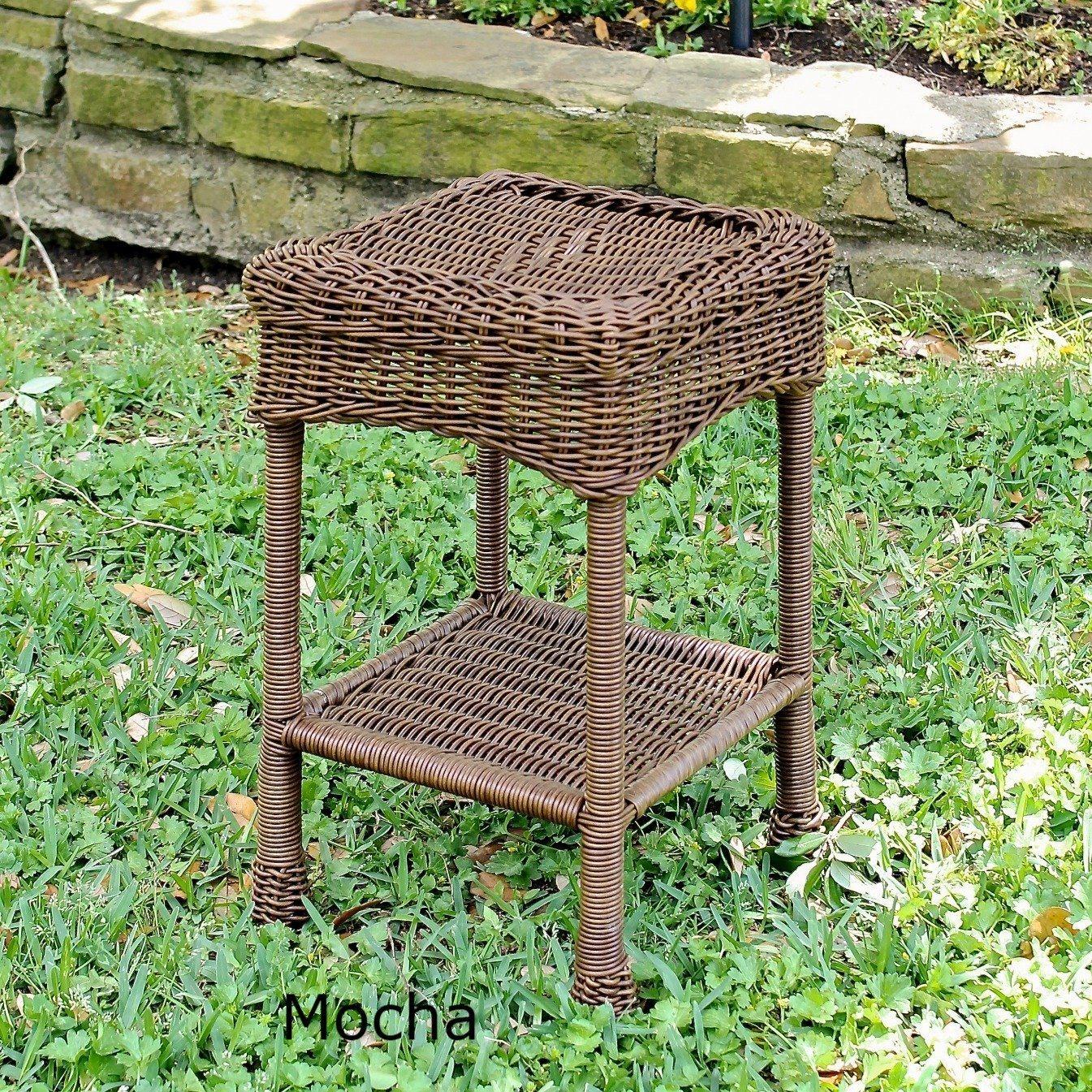 Outdoor Side Table – Resin Wicker & Steel – Maui — My Backyard Decor
